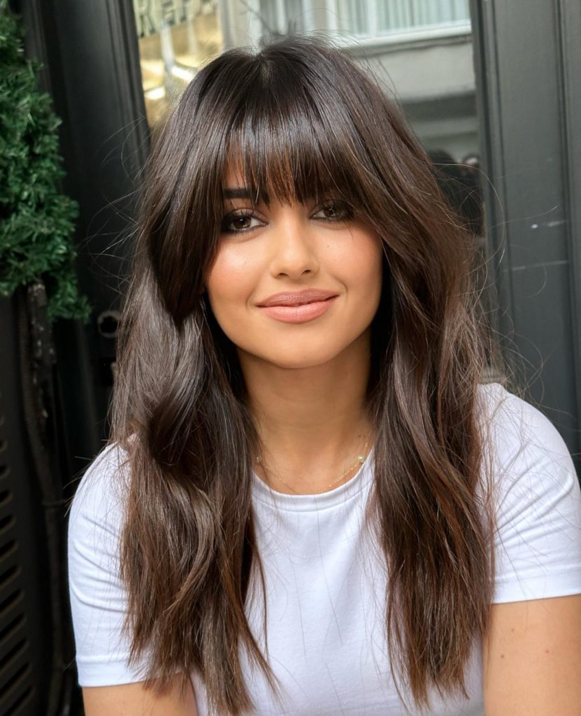 26 Stunning Brown Hair with Bangs Ideas for Women in 2024: Style ...